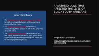 APARTHEID IN SOUTH AFRICA BONOLO MORAJANE.pptx | Education