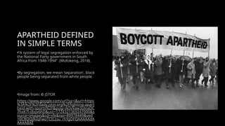 APARTHEID IN SOUTH AFRICA BONOLO MORAJANE.pptx | Education