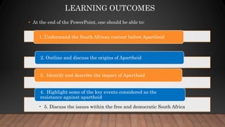 Apartheid in south africa 1948-1994 slideshow | PPTX