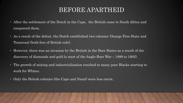 Apartheid in south africa 1948-1994 slideshow | PPTX