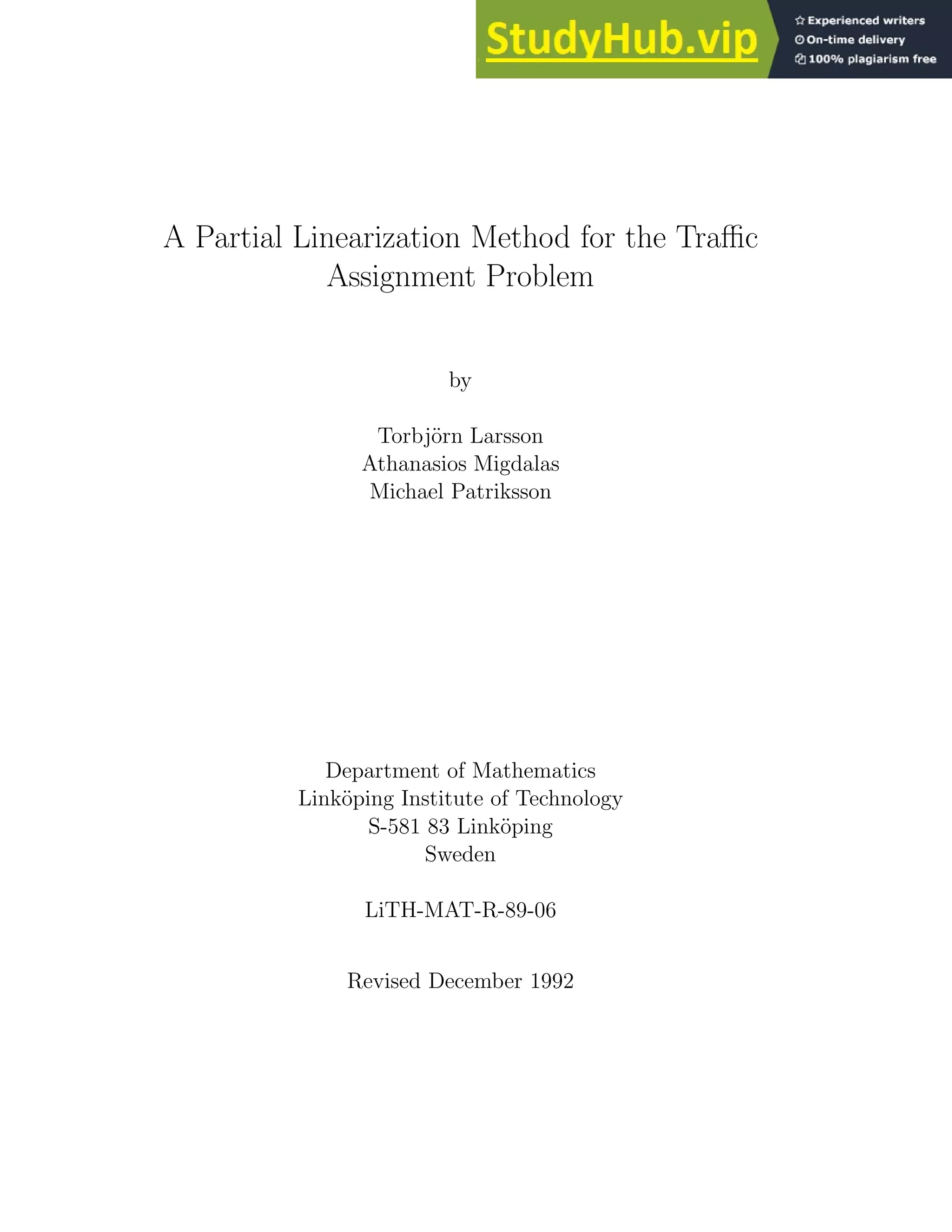 A partial linearization method for the traffic assignment problem.pdf | Technology & Computing