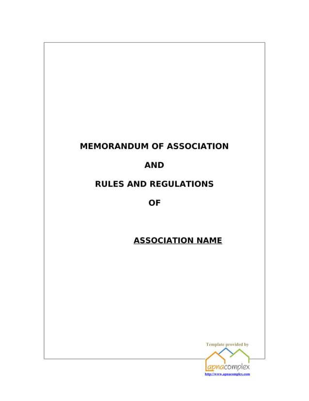Apartment Association Byelaws Template | DOC