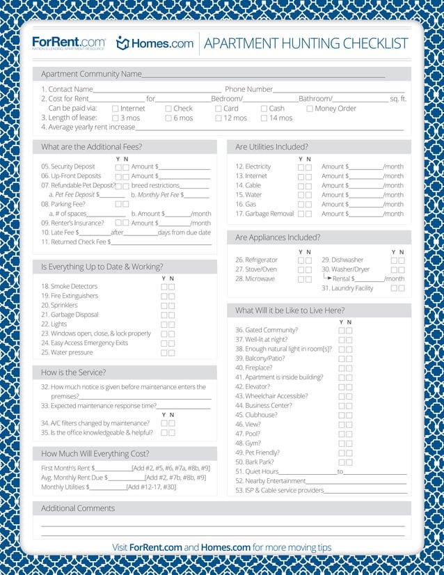 Apartment Hunting Checklist | PDF
