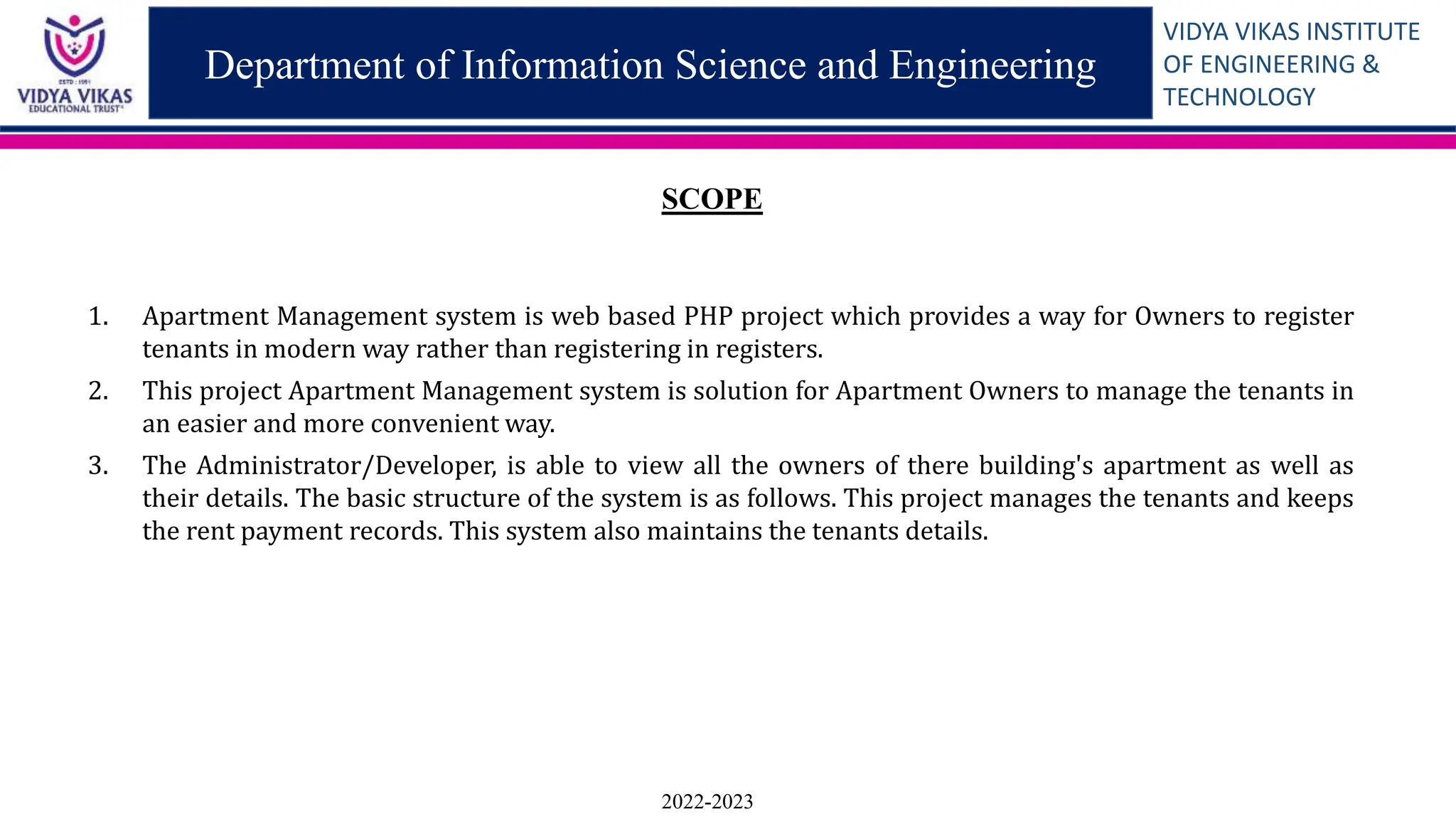 Apartment Management System On Dbms Pptx