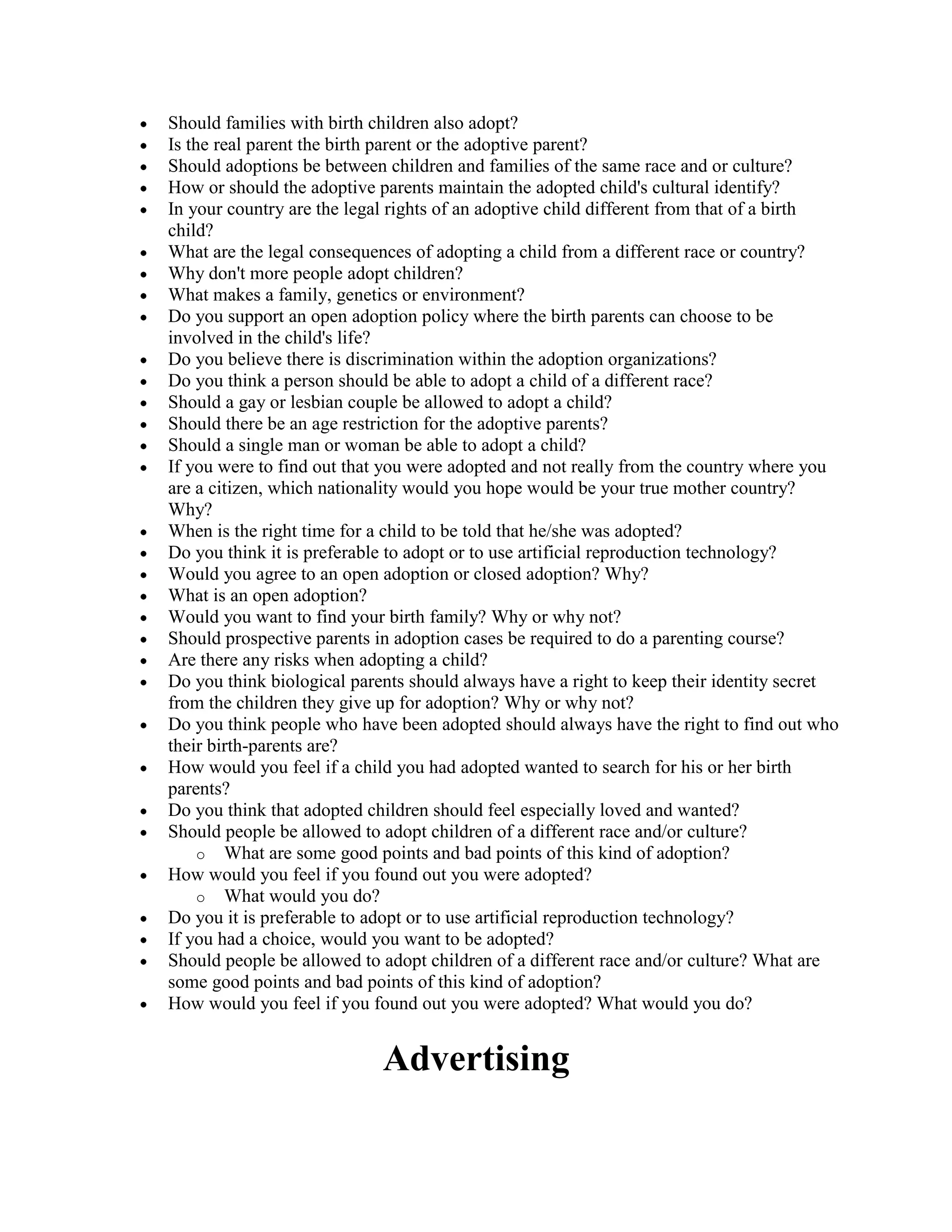 A part of conversation questions for the esl classroom | PDF