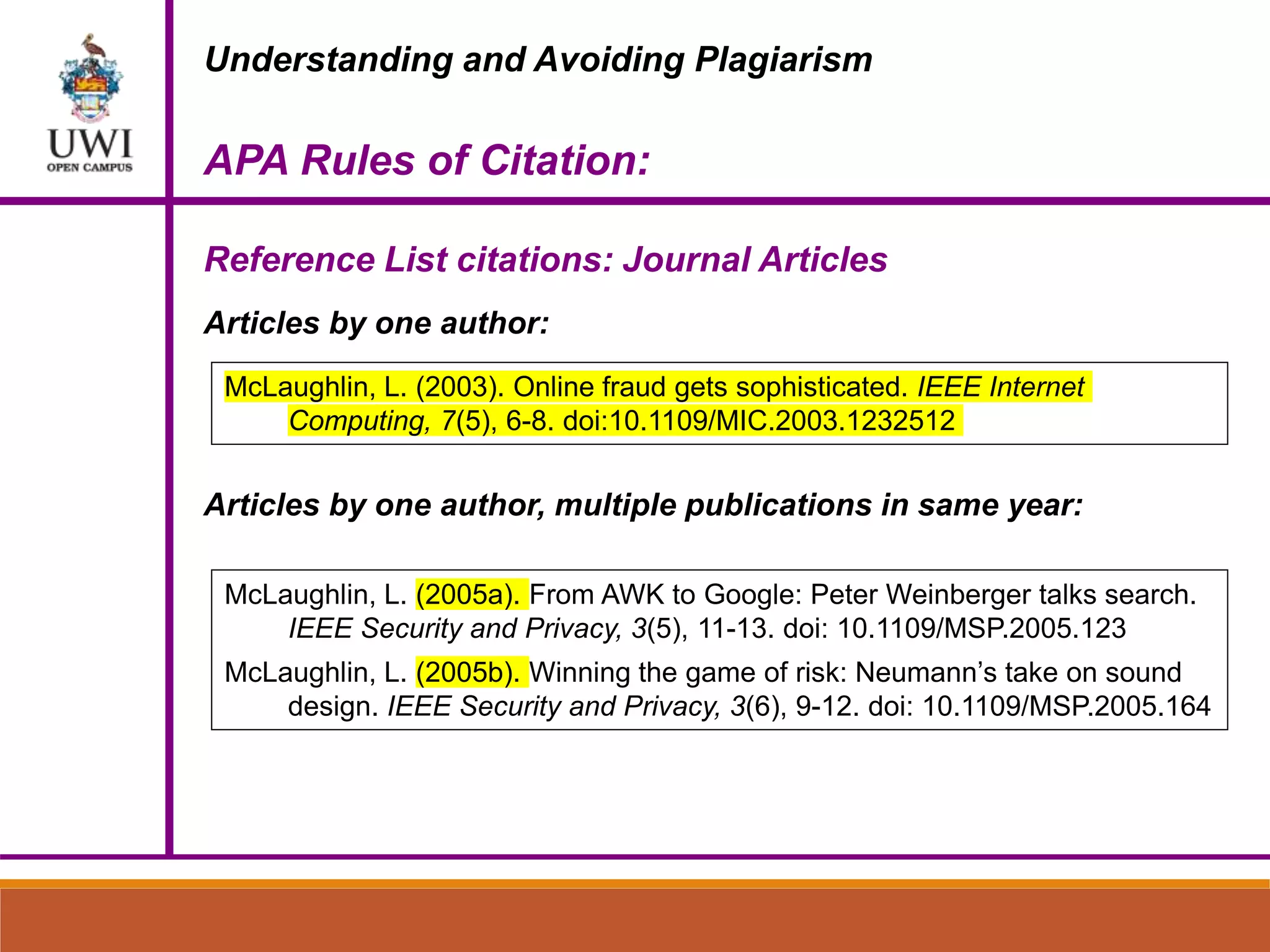 Reference List Citations - APA 6th Edition | PPTX