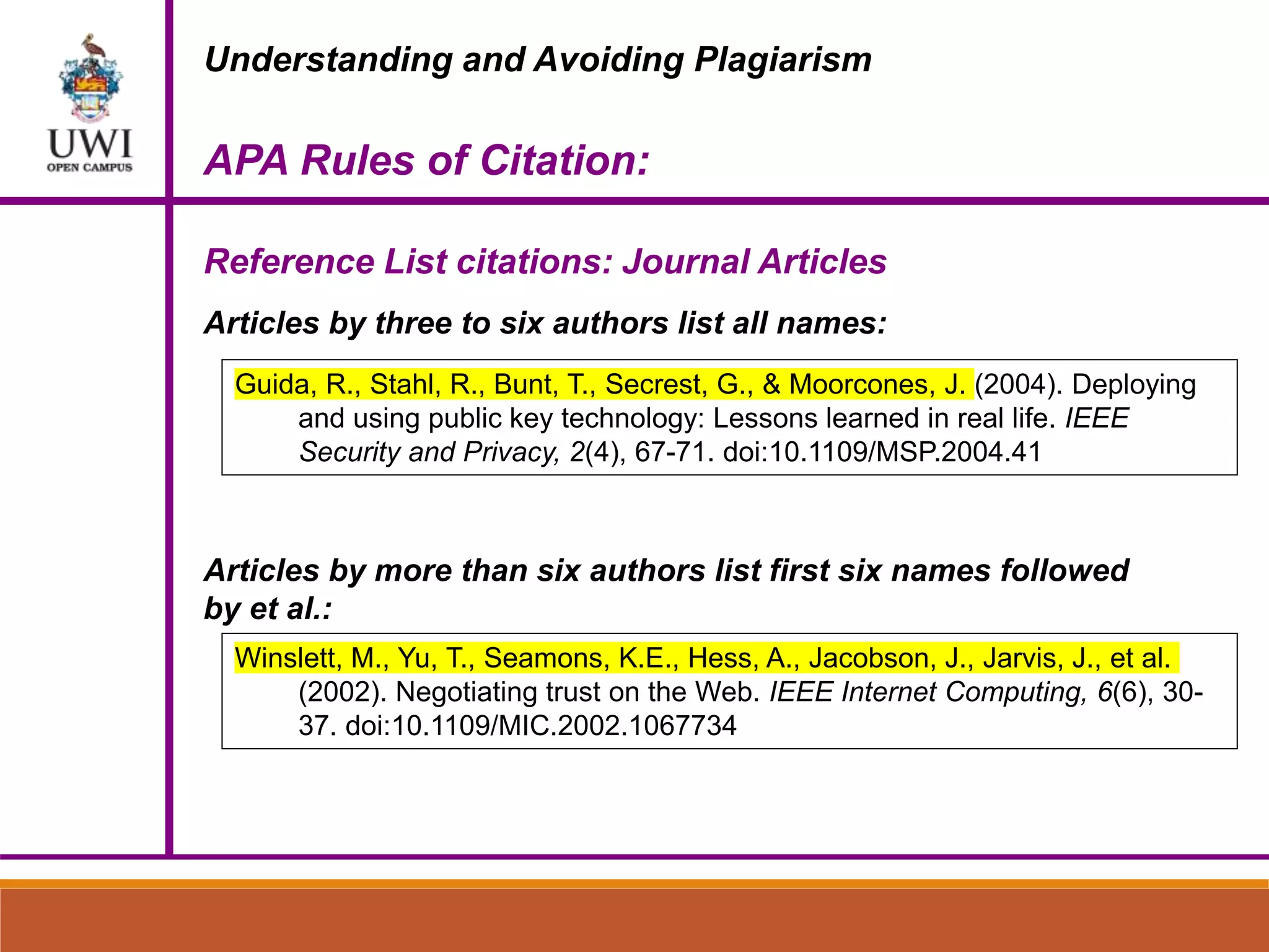 Reference List Citations - APA 6th Edition | PPTX