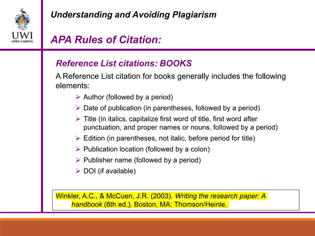 Reference List Citations - APA 6th Edition | PPTX