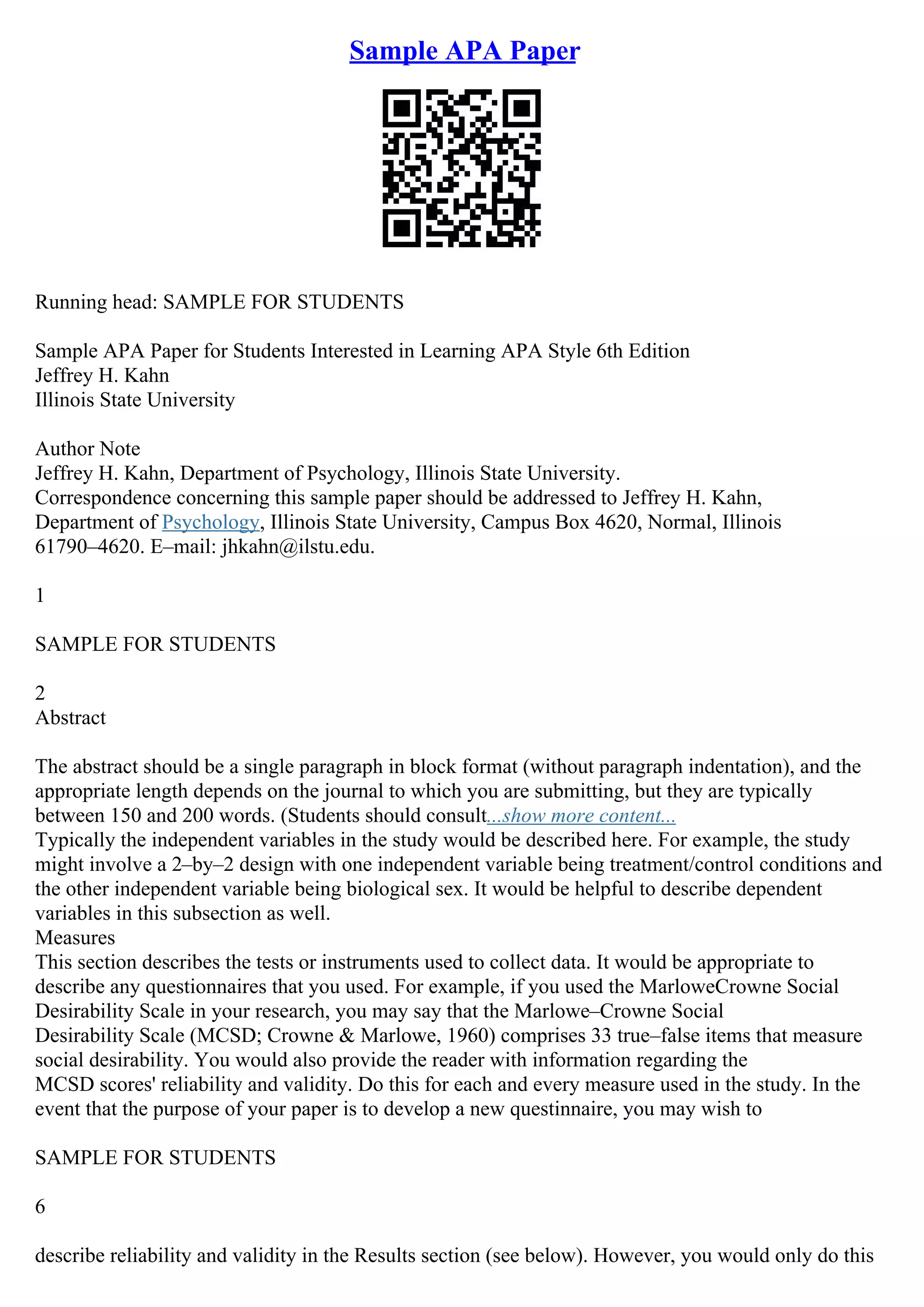 Apa Sample Essay | PDF