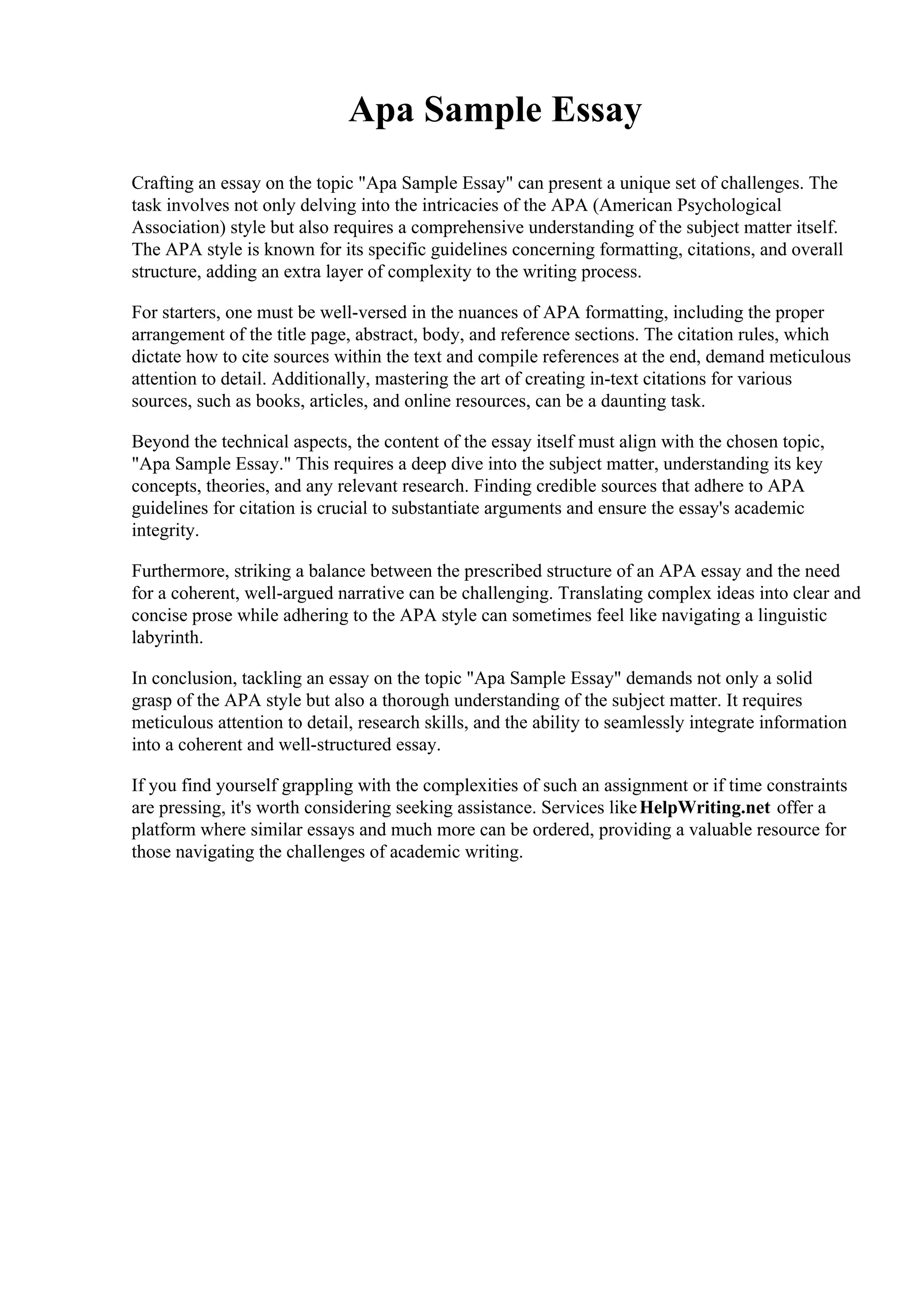 Apa Sample Essay.pdf | Homework and Study | Education