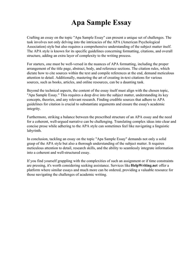 Apa Sample Essay.pdf | Homework and Study | Education