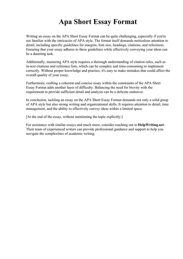Apa Short Essay Format Pdf