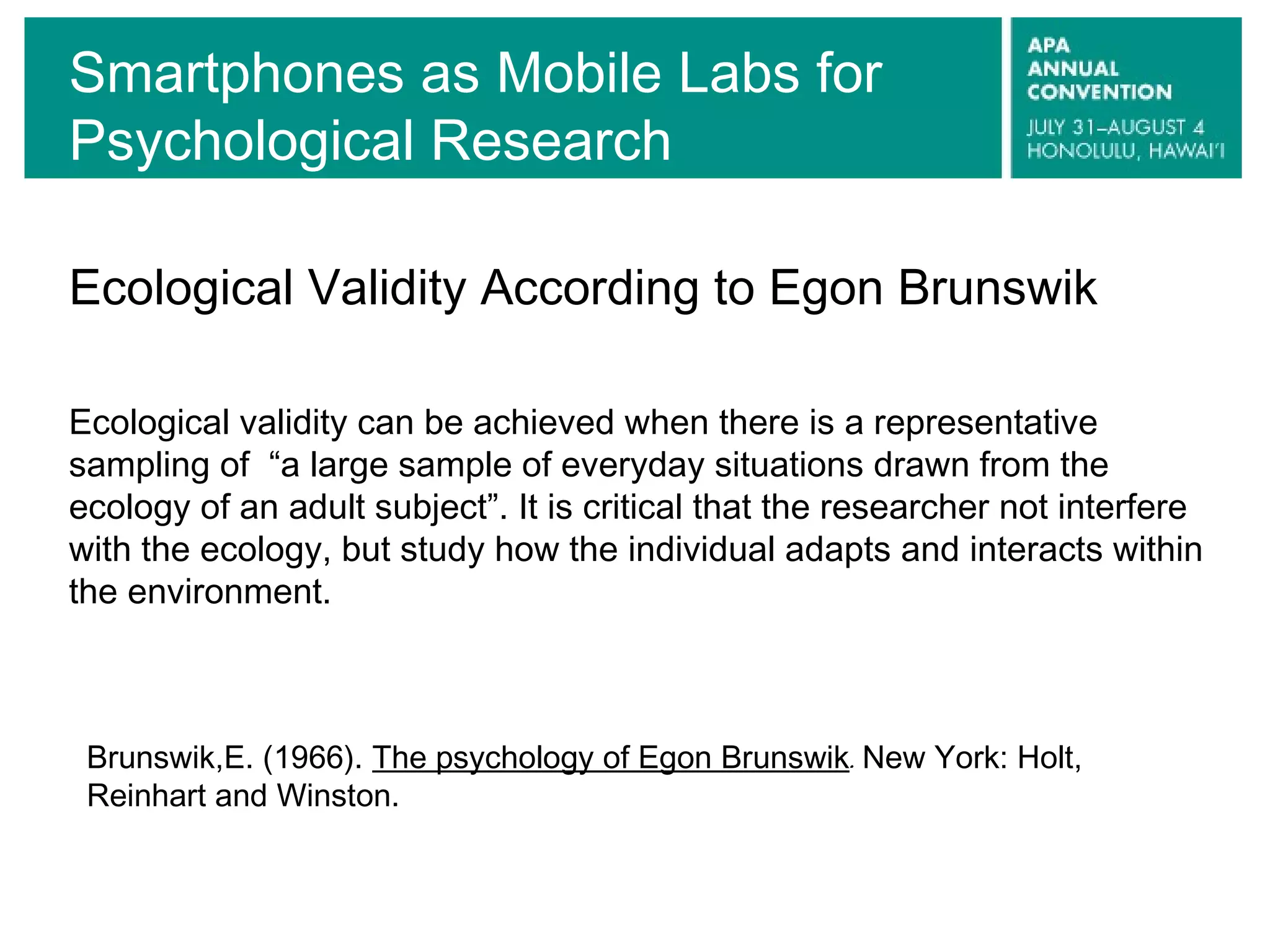 APA Smarthphones As Mobile Labs for Psychological Research | PPT