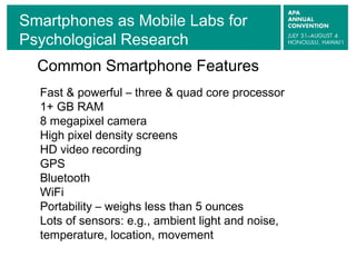 APA Smarthphones As Mobile Labs for Psychological Research | PPT