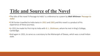 A passage to india ppt3 fiction | PPT