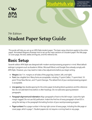 APA Student Paper Setup Guide | PDF