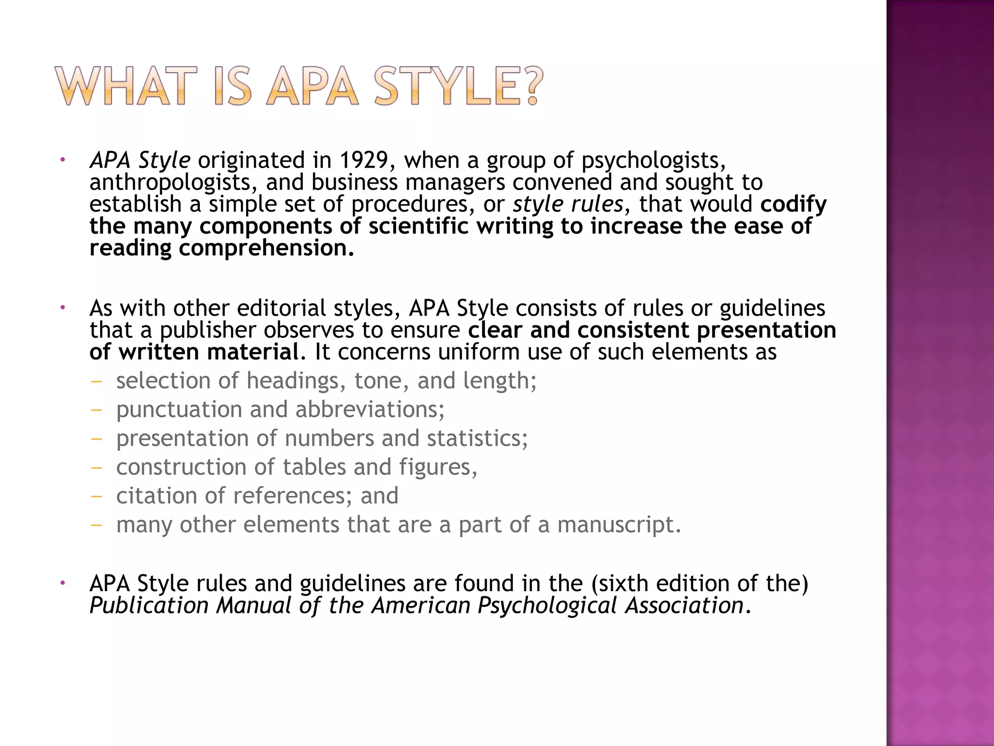 The Basics of APA Style, 6th Edition | PPT