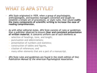 The Basics of APA Style, 6th Edition | PPT