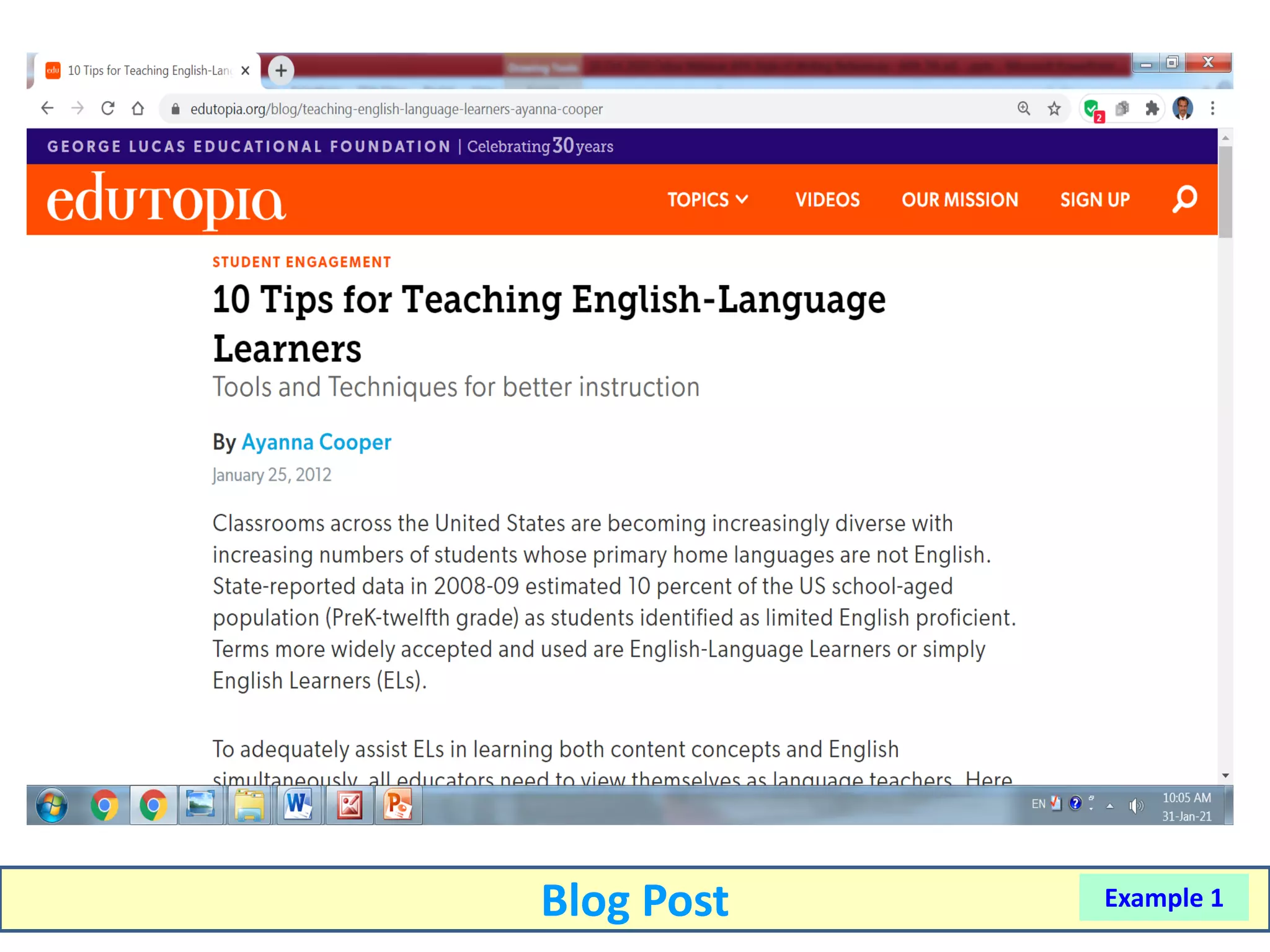 Apa style 7th ed. how to cite a blog | PPT