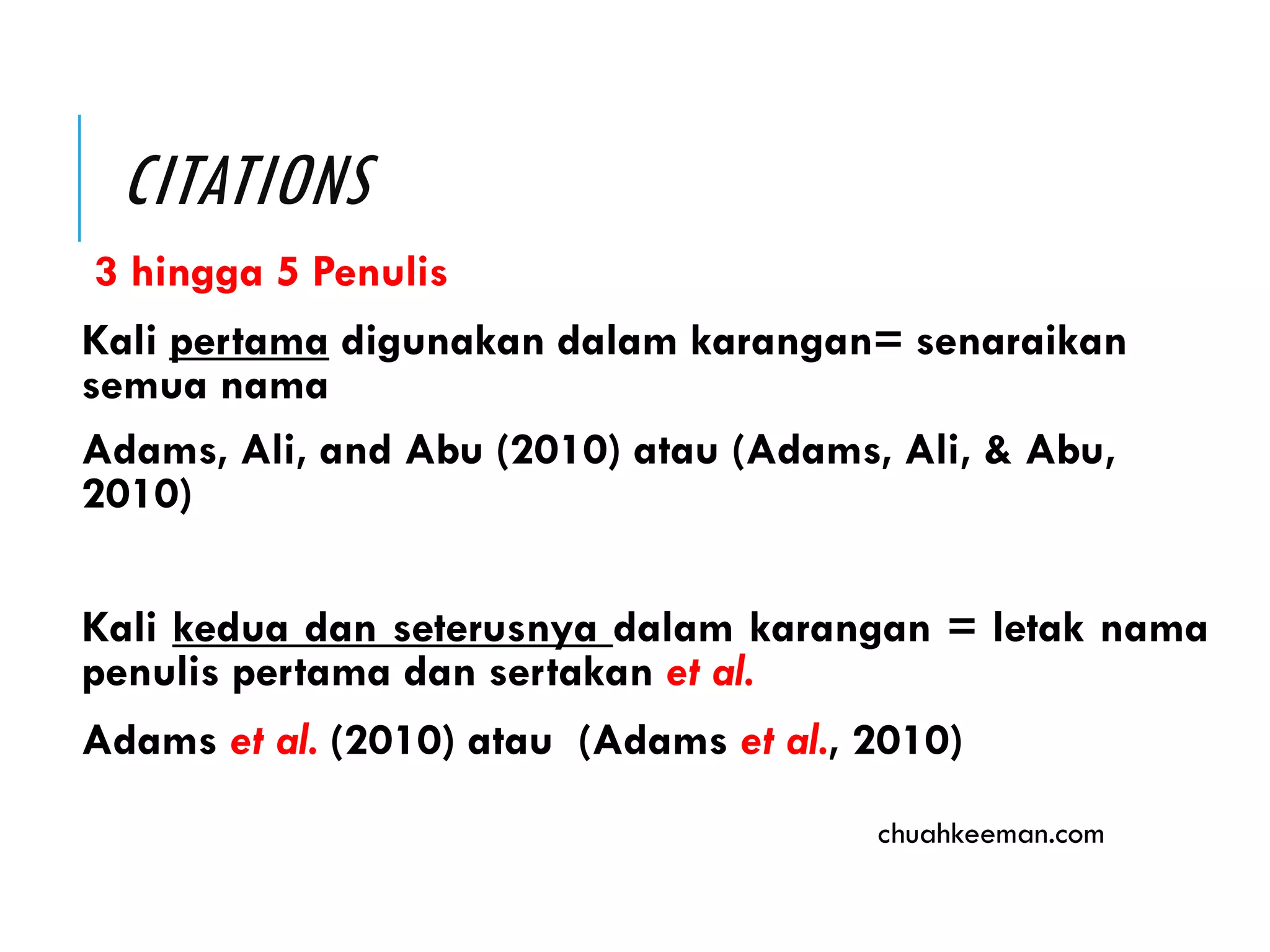 Format APA: Panduan Asas dan Mudah | PDF