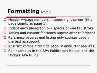 Apa style basics fa10 sept | PPTX