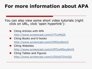 Apa style basics fa10 sept | PPTX