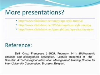 Apa Style Bibliographic Description | PPT