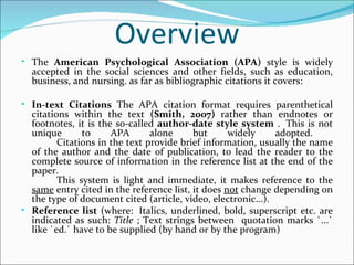 Apa Style Bibliographic Description | PPT
