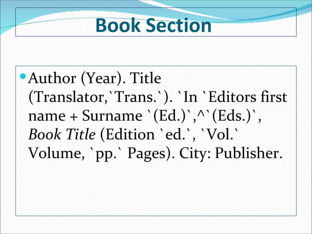 Apa Style Bibliographic Description | PPT