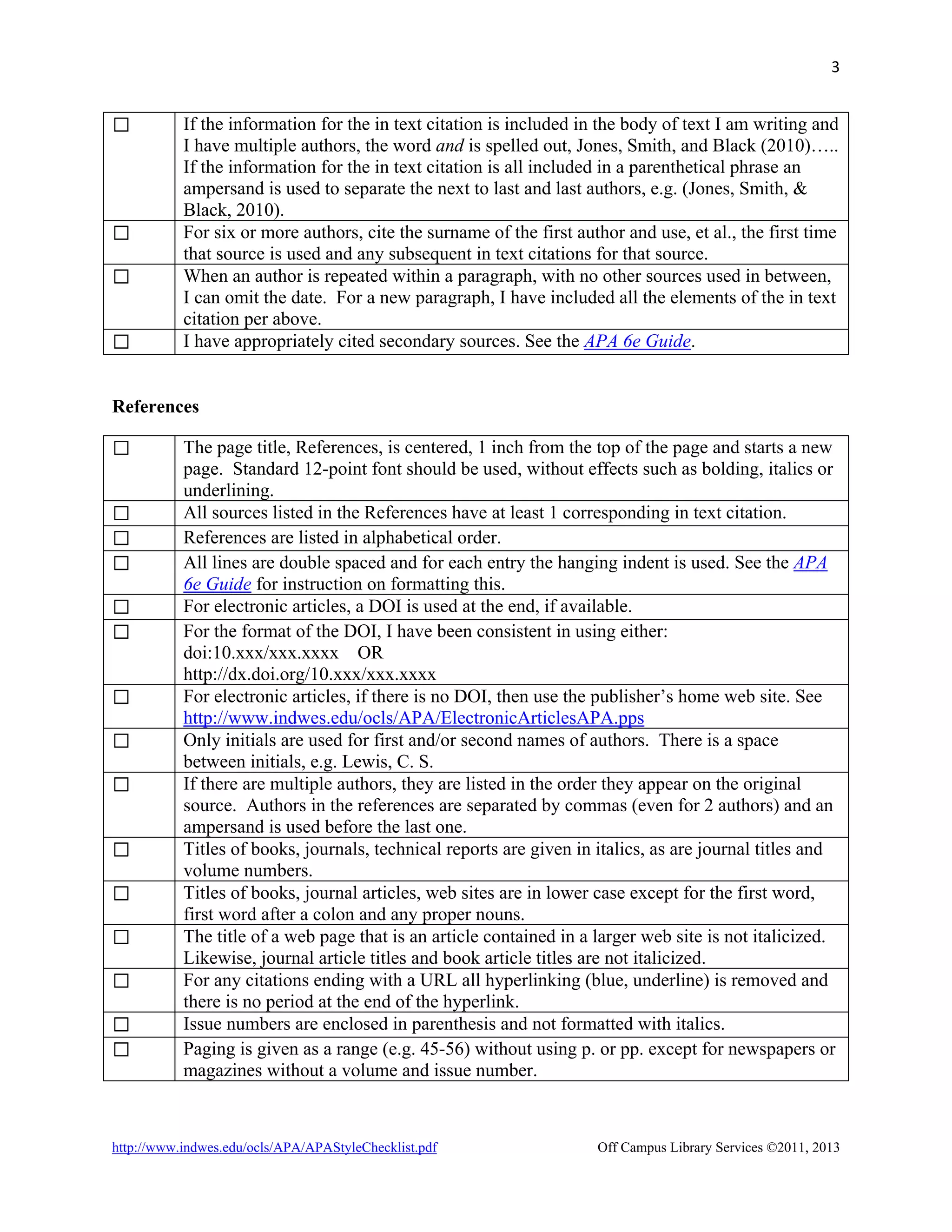 APA Style Checklist | PDF