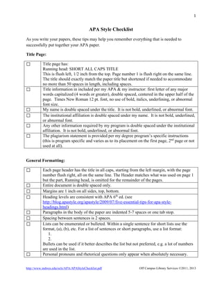 APA Style Checklist | PDF