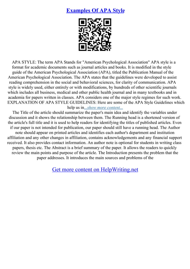 Apa Style Essay Paper | PDF