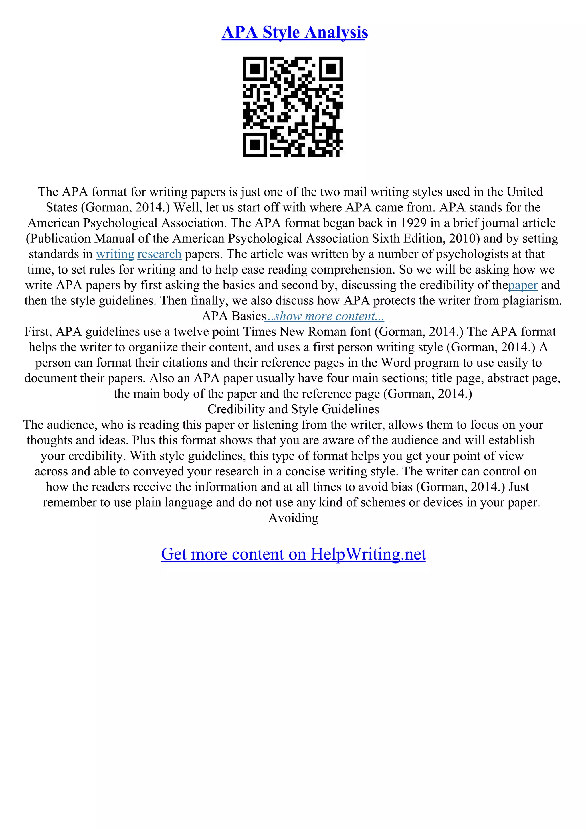 Apa Style Format Essay | PDF