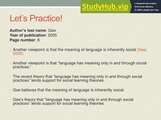 APA STYLE In-Text Citations And Reference Lists Gavilan College Writing ...