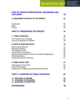 A PATH TO PUBLIC SPEAKING A HANDOUT FOR SPEAKING IV V CLASS | PDF