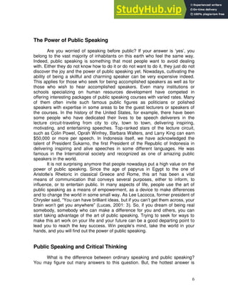 A PATH TO PUBLIC SPEAKING A HANDOUT FOR SPEAKING IV V CLASS | PDF