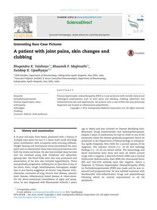 A patient with joint pains, skin changes and clubbing | PDF