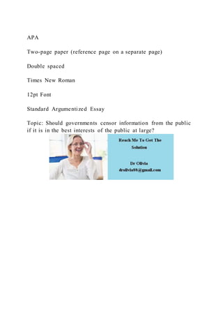 APA Two-page paper (reference page on a separate page)Double | PDF