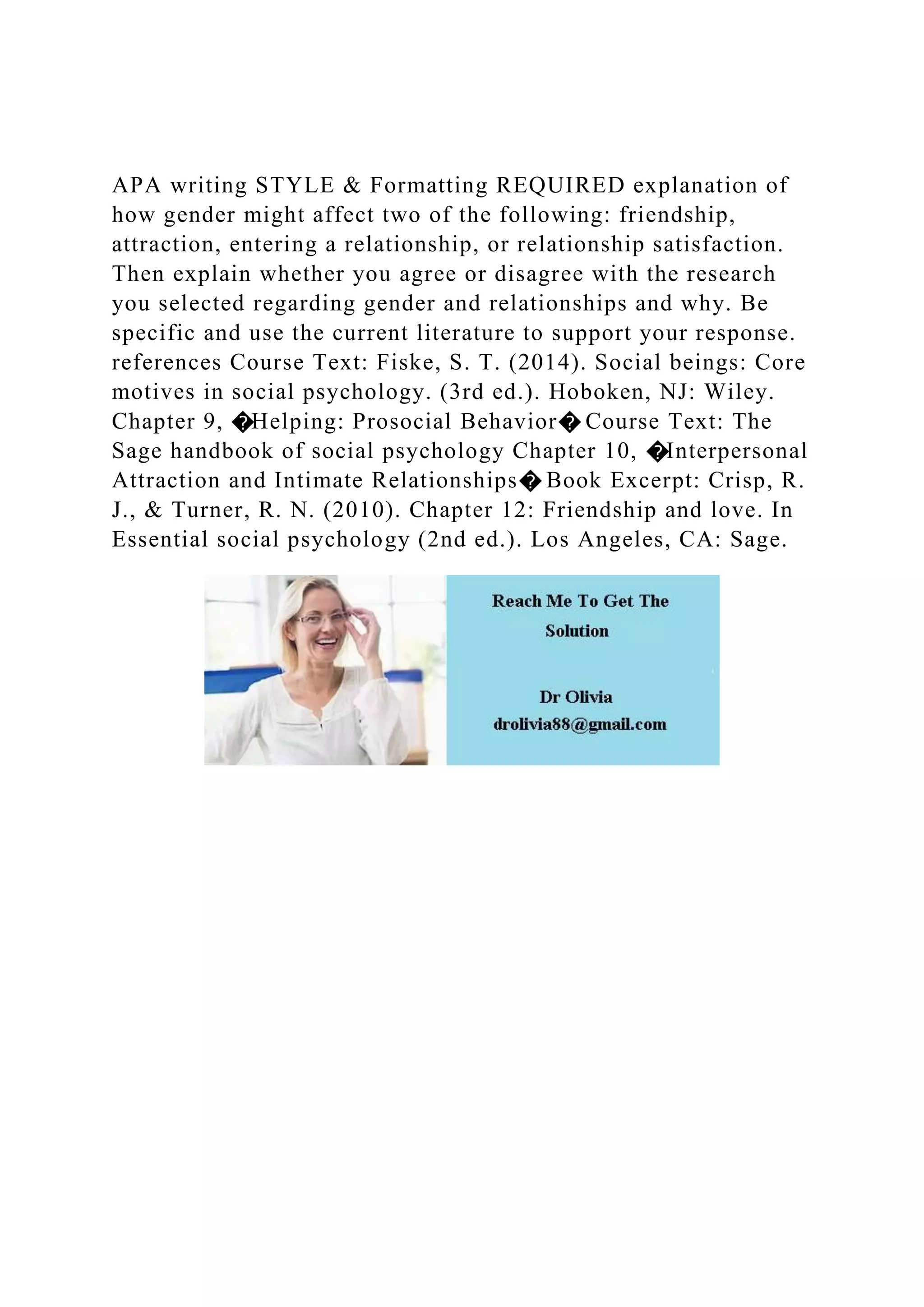 APA writing STYLE & Formatting REQUIRED explanation of how gender .docx