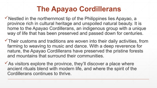 THE APAYAO CULTURAL HERITAGE CORDILLERA 101 | PPTX
