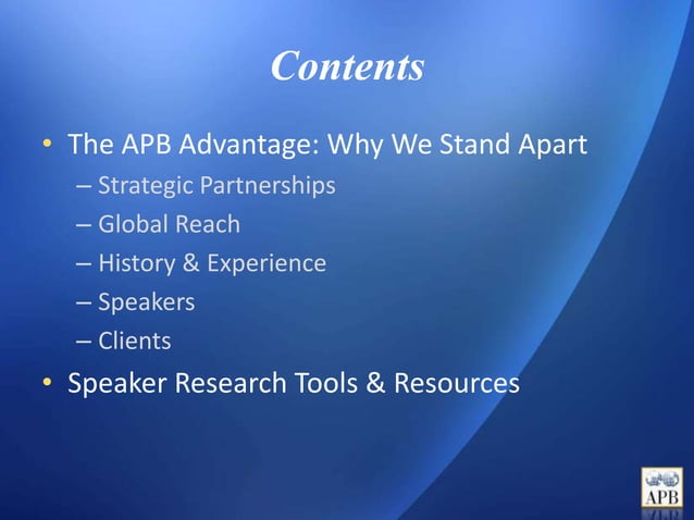APB's Capabilities Presentations | PPT