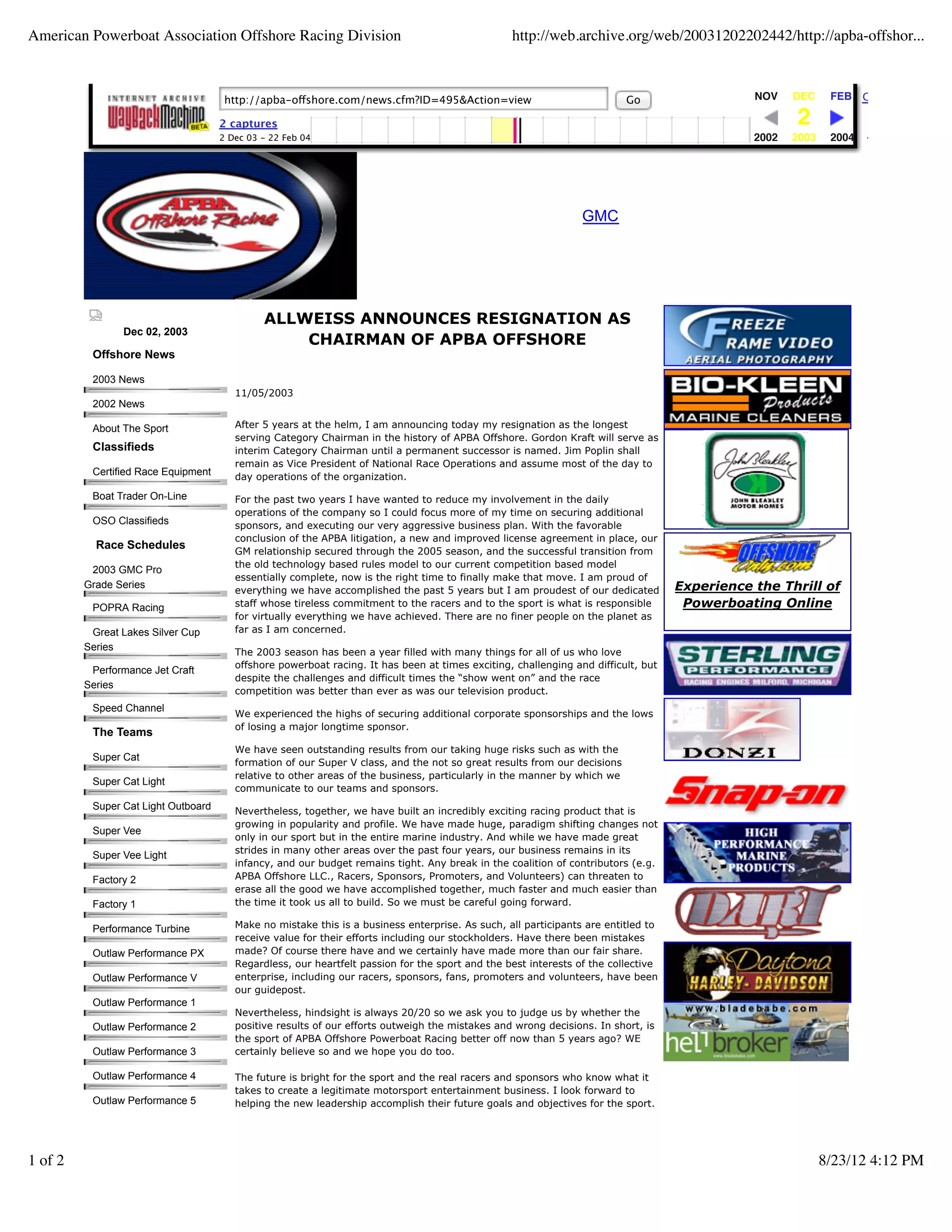 APBA Offshore, LLC BECAME KHAMAN (KRAFT.HOOK.ALLWEISS.MIKLOS.ALLWEISS ...