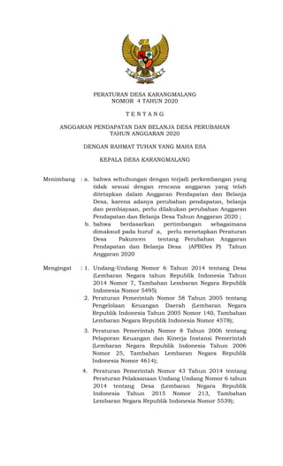 APBDES P.2 2020 | PDF