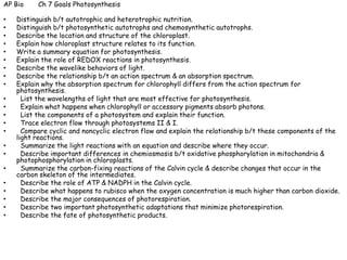 AP Bio Ch 7 Photosynthesis PPT | PPTX | Chemistry | Science