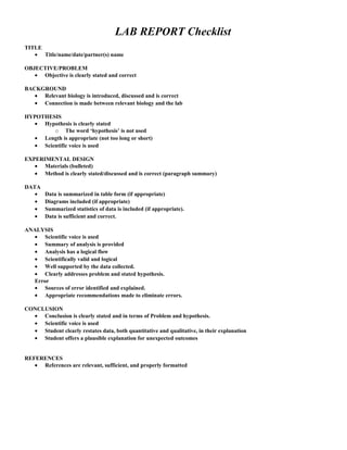 Ap bio lab checklist | DOC | Science