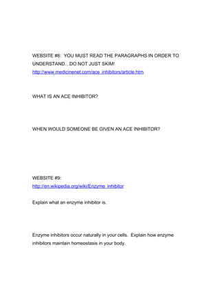 Ap biology enzyme webquest | DOC | Endocrine and Metabolic Diseases ...