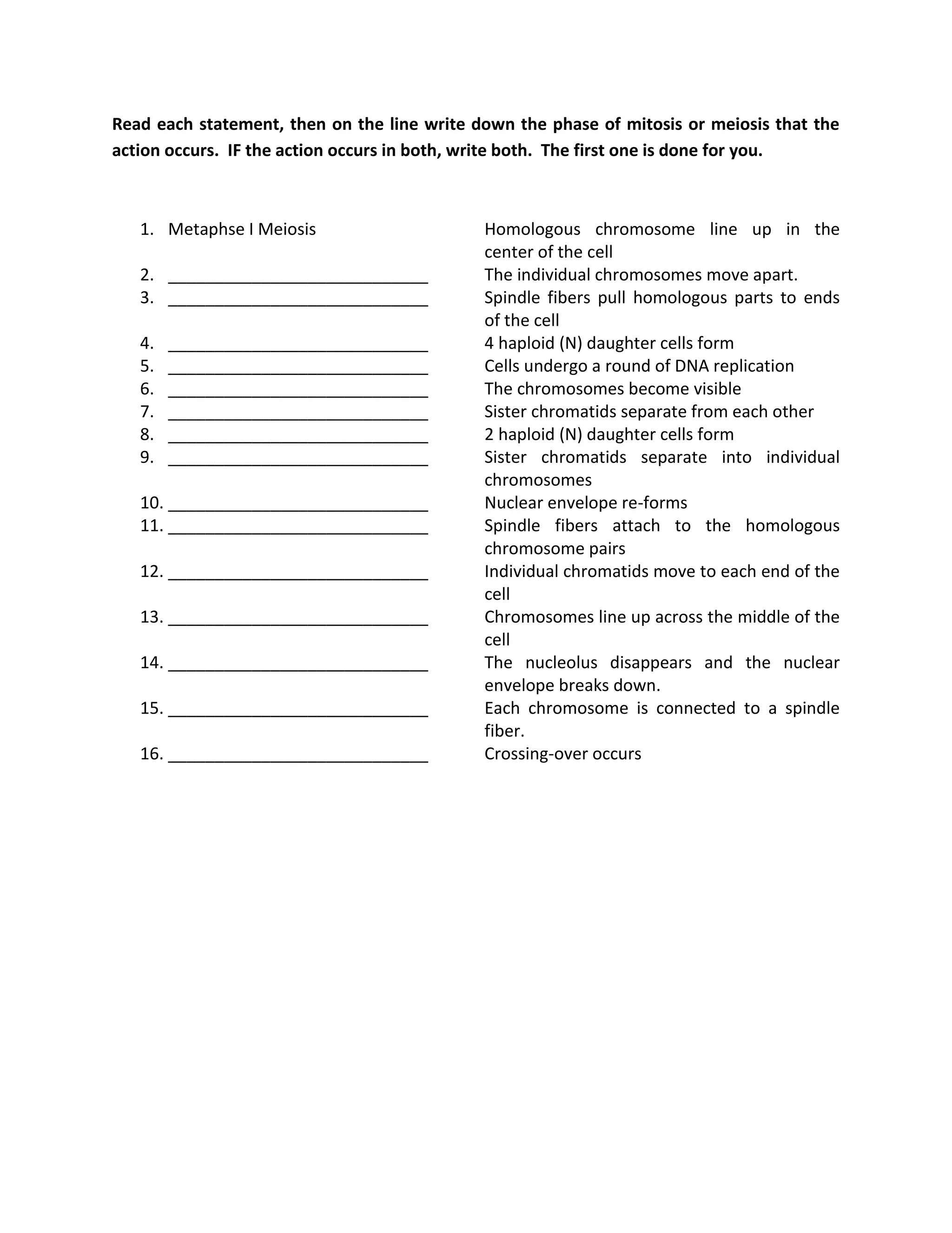 Ap biology meiosis | DOCX