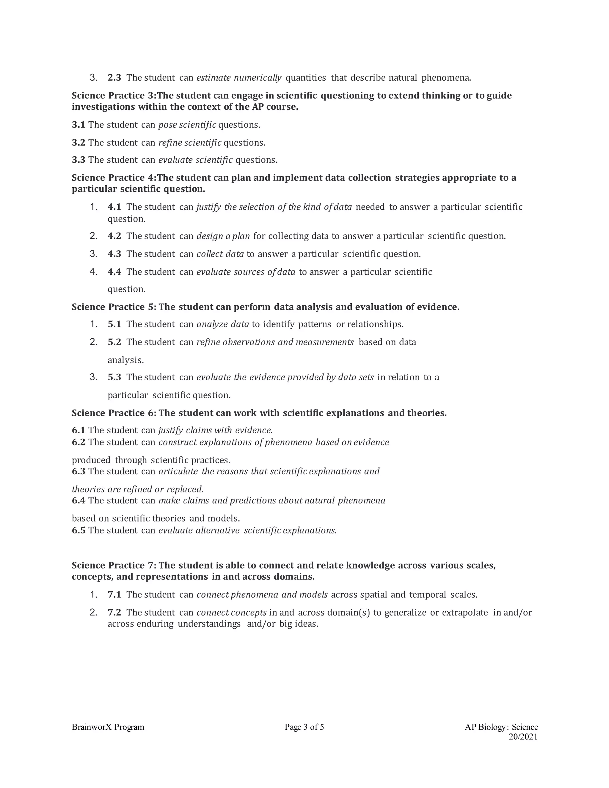 AP Biology syllabus | DOCX | Biological Sciences | Science