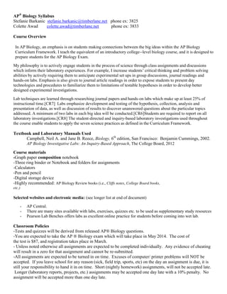 Ap biology syllabus (new version) | DOCX