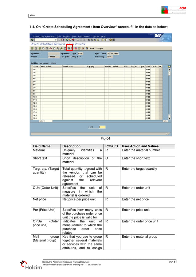 Apbm1120 scheduling agreementproceduretrainingdocument | PDF | Desktop ...